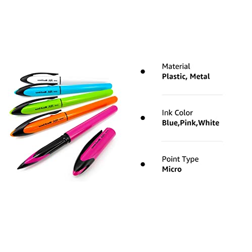 Uni-Ball AIR Micro - 0.5mm Fine Rollerball - Blue Ink - Assorted Barrels - 5 Pack