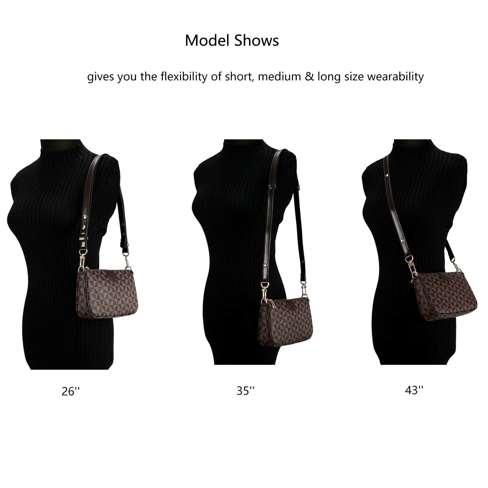 Xiazw Adjustable PU Leather Purse Handle Shoulder Crossbody Strap for Handbag Bucket Bag (Black - Silver)