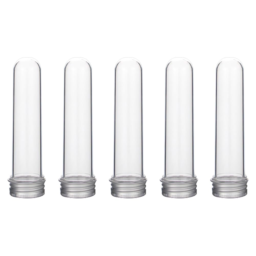 ccHuDE 5 Pcs Clear Plastic Test Tubes Transparent Test Bottles Party Favor Candy Tubes Bath Salt Vials Seed Beads Storage Tubes with Caps for Small Items 30ml