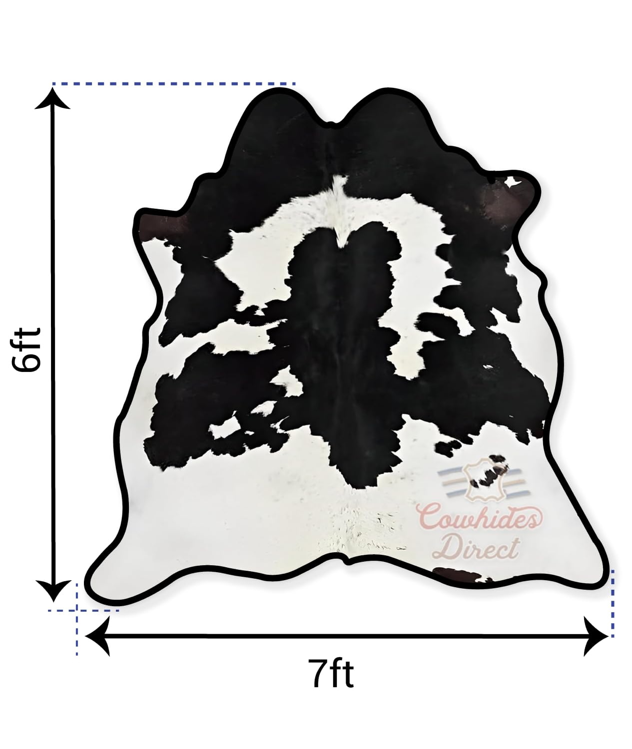 Cowhides Direct Genuine Cowhide Rug - Black & White Rug for Living Room, Bedroom & More - Authentic Cow Rug (6βx7β Black & White)