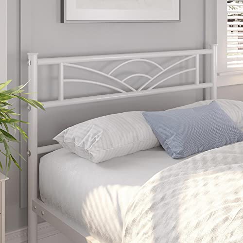 Yaheetech Twin Size Bed Frame Metal Platform Bed Mattress Foundation with Cloud-Inspired Design Headboard/Footboard/Ample Under Bed Storage/No Box Spring Needed/Twin Size White