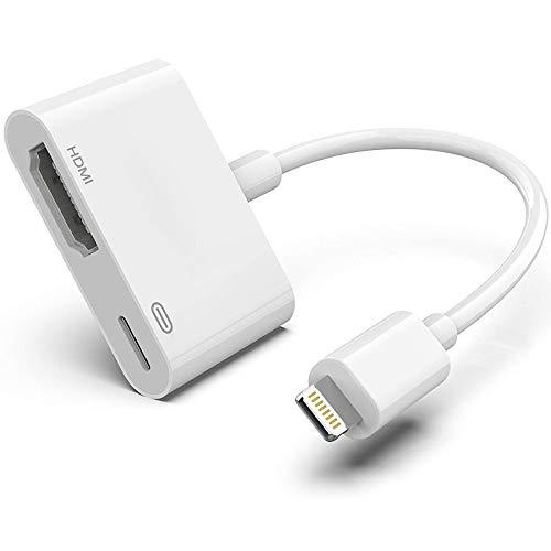 Apple Lightning to HDMI Digital AV Adapter,[Apple MFi Certified] 1080P HDMI Sync Screen Digital Audio AV Converter with Charging Port for iPhone, iPad, iPod on HDTV/Projector/Monitor, Support All iOS