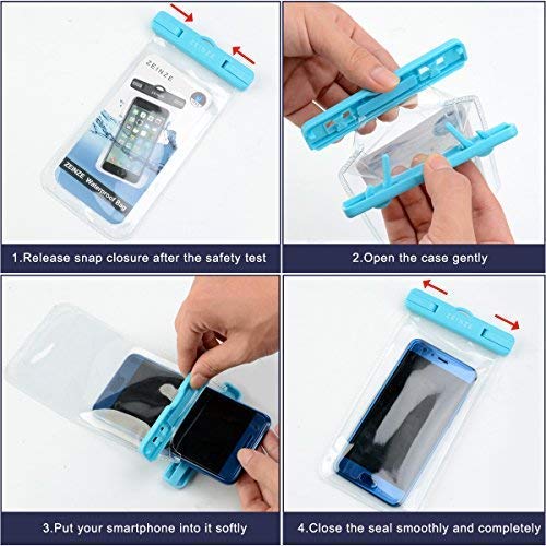 ZEINZE 4 Pack Waterproof Phone Pouch Universal Waterproof Phone Case Dry Bags for iPhone 13 Pro Max XS Max XR X 8 7 6S Plus Galaxy Pixel Up to 6.9