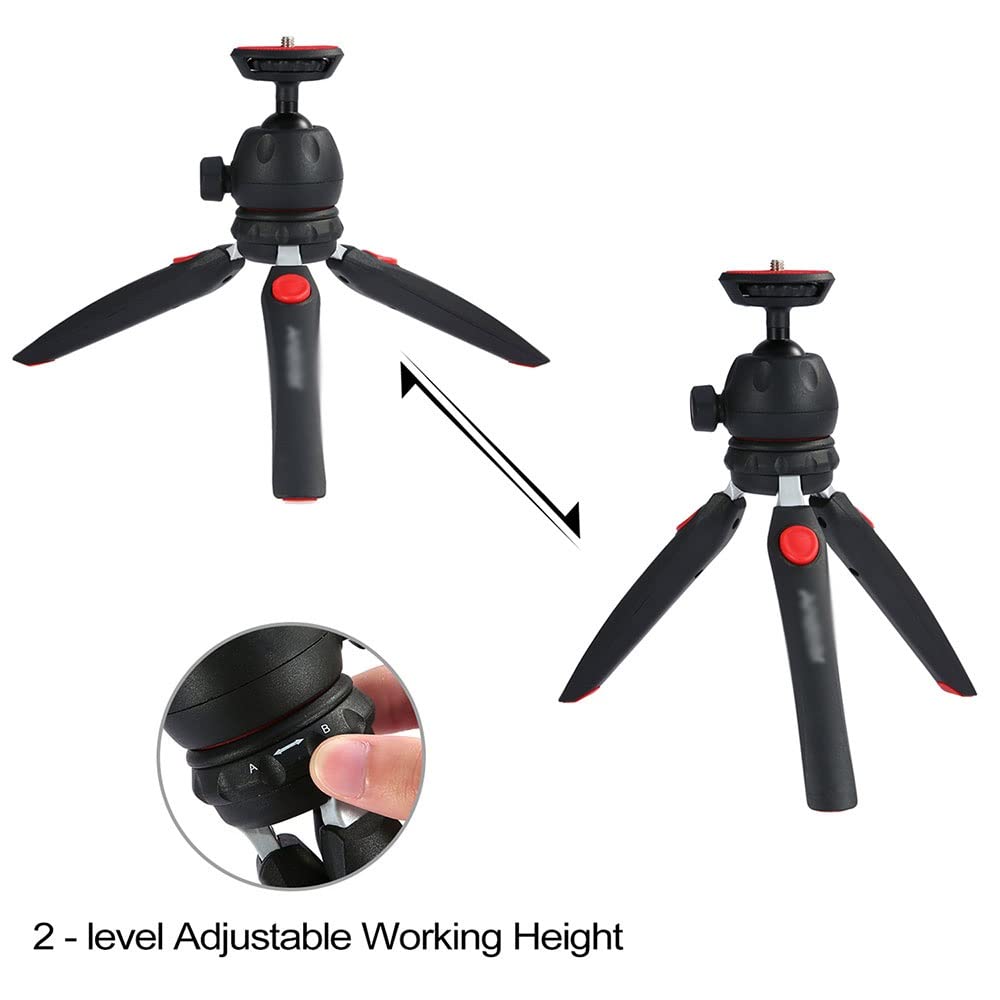 DSFEOIGY Mini Tabletop Tripod Phone Camera Tripod Portable Foldable with 1/4" Mounting Screw for DSLR/Mirrorless LED Video Light (Color : Black)