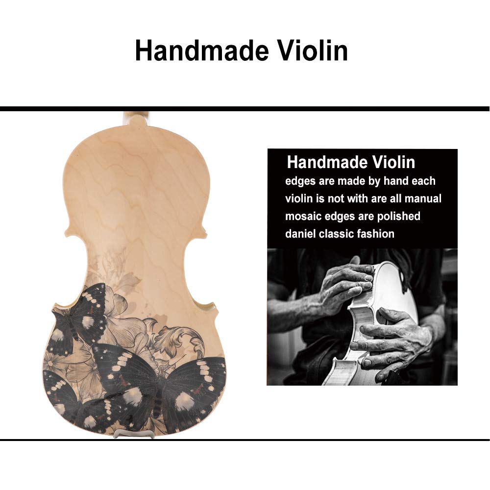Aliyes Distinctive Artistic Violin Set Designed for Beginners/Students/Kids/adults with Hard Case,Bow,Extra Strings (4/4/Full-size)