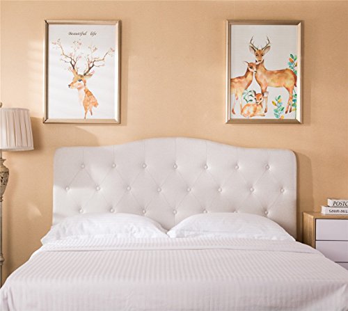 Yongchuang Tufted Upholstered Headboard Queen Adjustable Height Headboard Panel for Queen Size Bed Ivory