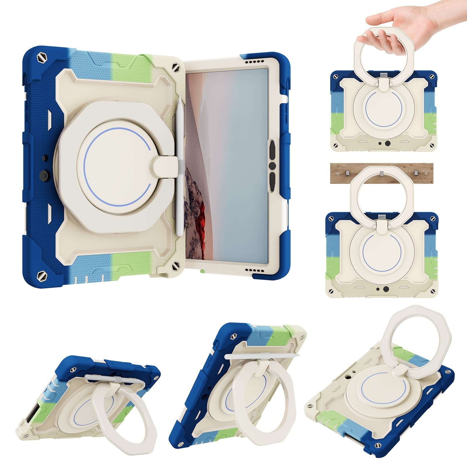 Tablet Kids Case Compatible with Microsoft Surface Go 1/2/3(10inch),360° Rotatable Handle Stand Case Three-in-one Shatter-Resistant Shell, Drop-Proof,Shoulder Strap Protective Cover Sleeves
