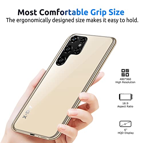 Xgody X60 4G Unlocked Phones, 6'β QHD Waterdrop Screen Dual Sim Unlocked Cell Phones, Quad-core 2GB+16GB Smartphones, 3000mAh Battery, Face Unlock, AI Camera 5MP+5MP Cheap Android Phone (Gold)