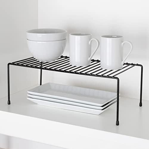 Smart Design Classic Storage Shelf – Large (8.5 x 16 in.), Black – Sturdy Steel Pantry Organizer with Rust-Resistant Finish and Non-Slip Feet for Easy Home Organization and Storage