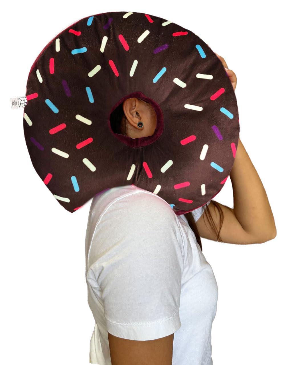 Truyond Donut Pillow for Ear Piercings - Comfortable Soft Ear Pillow for Side Sleeping - Reduces Ear Discomfort - Fun Decor, Stuffed Cushion and Toy, 14 Inches (Brown Chocolate)