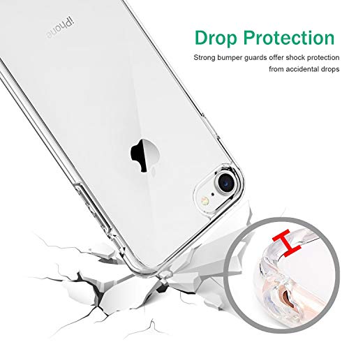 TENOC Phone Case Compatible for iPhone SE 3/2 gen(3rd Generation 2022/2nd Generation 2020), iPhone 8 and iPhone 7, Clear Cases Slim Cute Thin Soft TPU Cover Full Protective Bumper 4.7 Inch