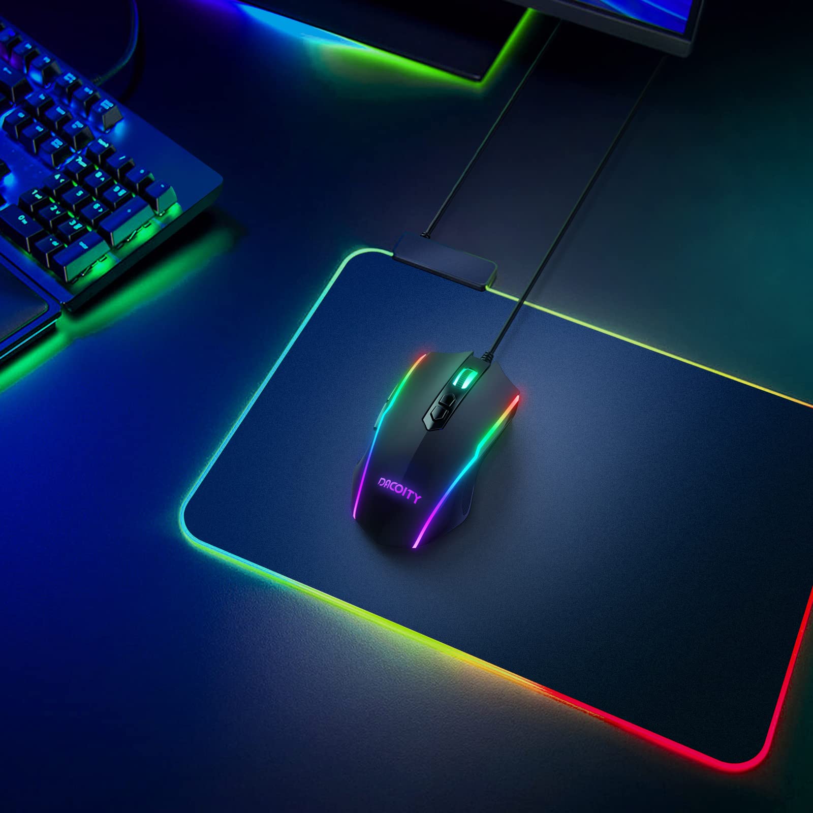 Wired Gaming Mouse, Ergonomic USB Computer Mouse with 8 Programmable Buttons, Optical Game Mouse with 16.8 Million Chroma RGB Backlights and 7 Light Modes, Adjustable 7200DPI for Windows PC Gamers