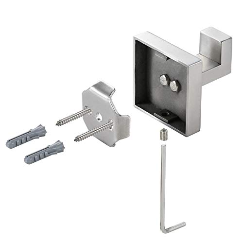 YGIVO Bathroom Hooks, Towel Robe/Coat Clothes Hook Brushed Nickel SUS304 Stainless Steel Square Hanger Wall Hooks Heavy Duty for Bath Kitchen Bedroom Garage Hotel Wall Mounted 2 Pack