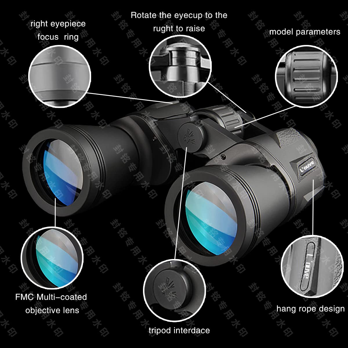 L'ouve Binoculars for Adults & Kids,Professional High Definition Binoculars for Bird Watching Hunting Stargazing, High Power Military Compact HD,BAK4 Prism FMC Lens-with Low Light Night Vision Main
