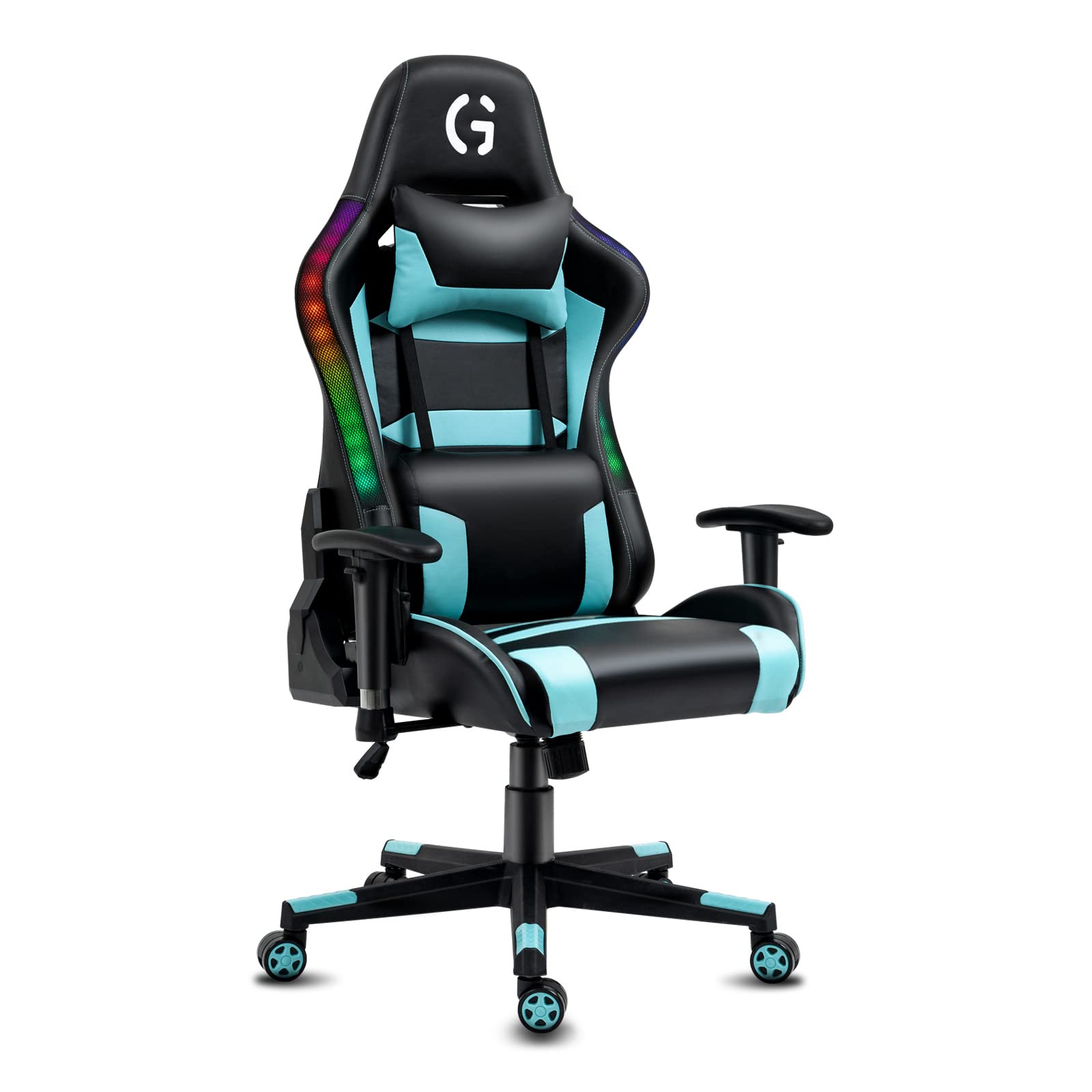 Gaming Chair with LED RGB Lights Ergonomic Office Computer Desk Chair Swivel Recliner, Black Red