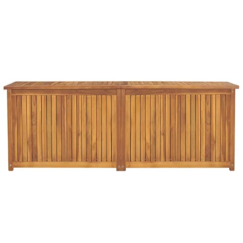 Tidyard Garden Storage Box Teak Wood Deck Box Storage Container with PE Bag Tool Organizer for Patio, Lawn, Backyard, Outdoor Indoor 59.1in x 19.7in x 21.7in