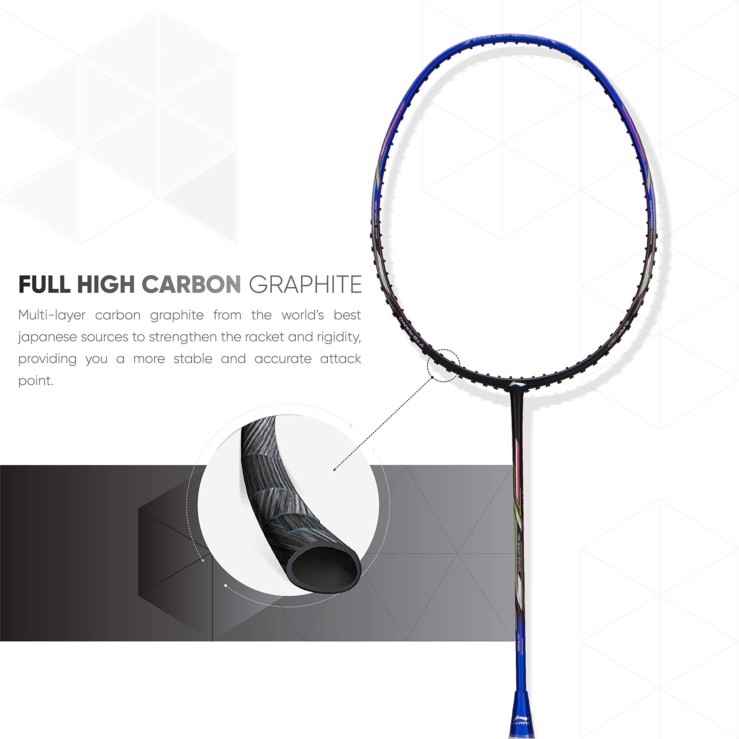 Li-Ning Air Force 78 G2 Carbon Fiber Unstrung Badminton Racket with Free Full Cover (White Gold, Tension : Upto 30 lbs)