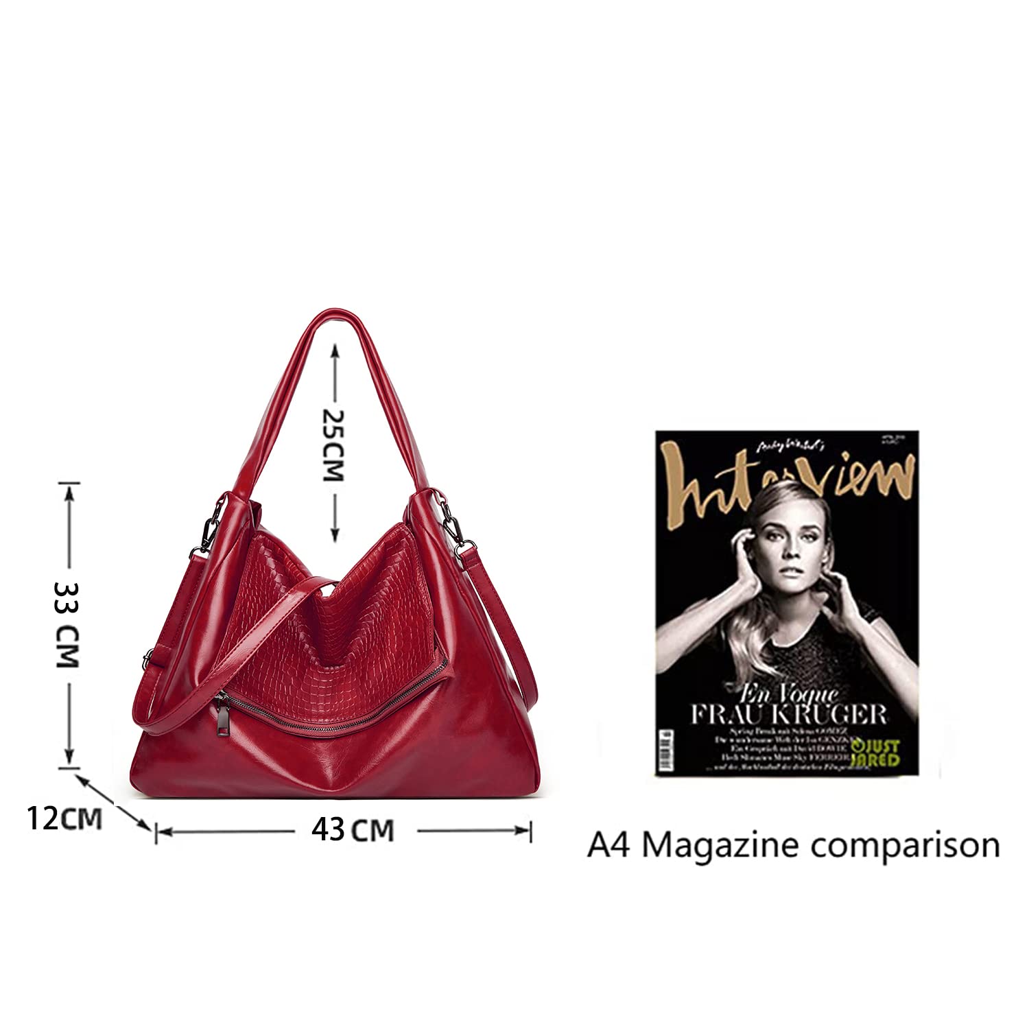 KKP Hobo Purses Shoulder Handbags for Women -Large Soft PU Leather Tote Bag