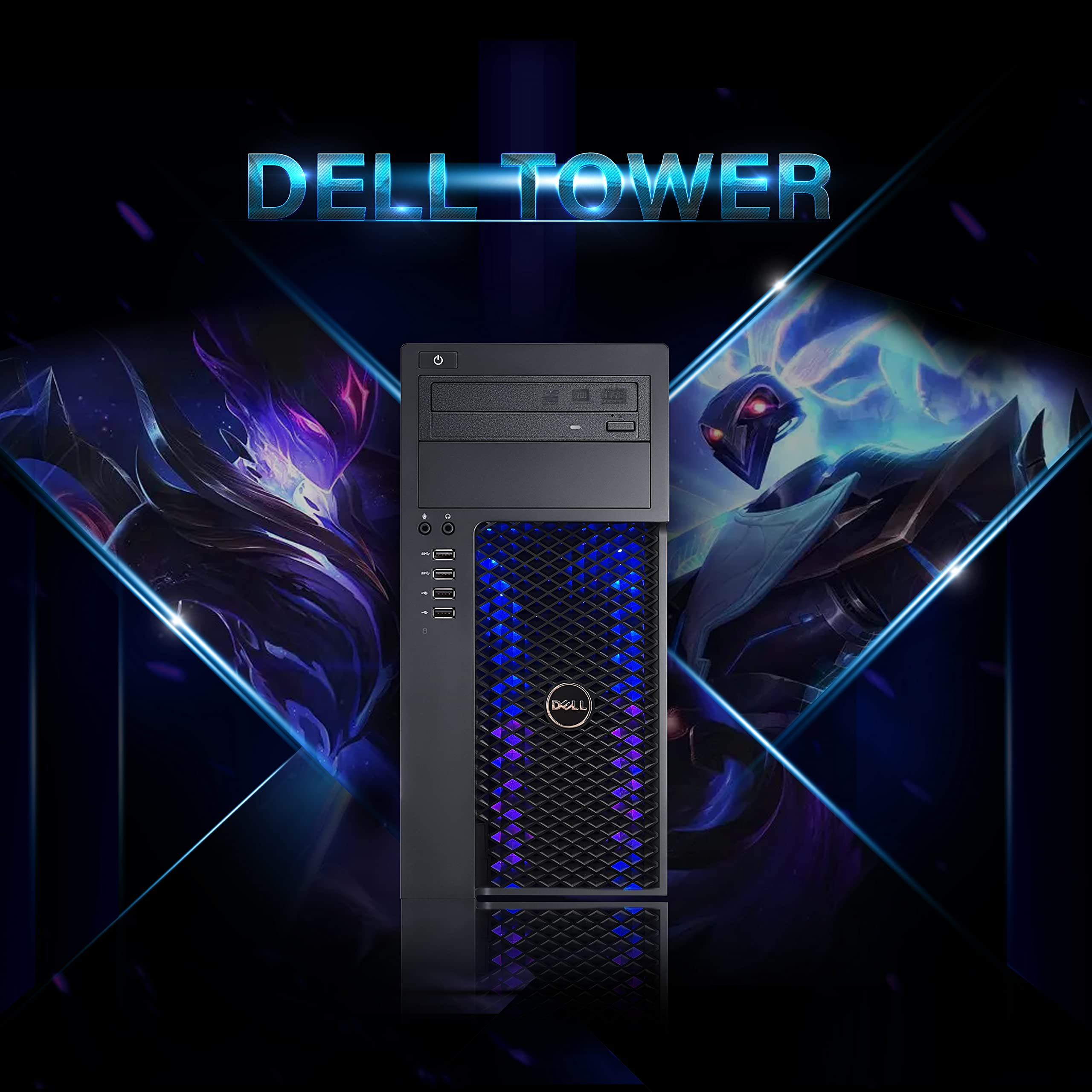 Dell RGB Gaming Desktop PC, Intel Quad I5 up to 3.6GHz, 16GB RAM, Radeon RX 580 8G GDDR5, 128G SSD + 2TB, WiFi & Bluetooth, RGB Keyboard & Mouse, Win 10 Pro (Renewed)