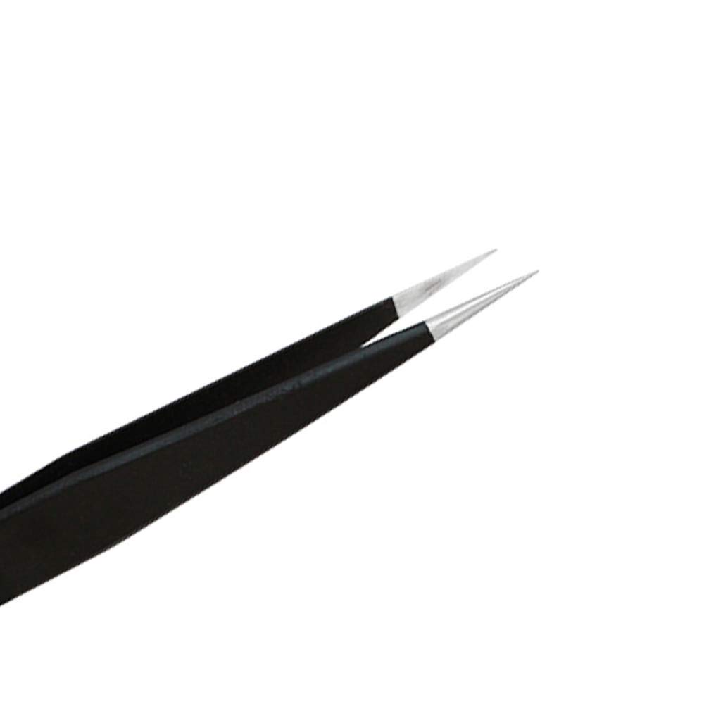 VETUS ESD Anti-static SMD Tweezer Non-magnetic Stainless Steel Pointed Tip for Repair PC Laptop Black ESD-16