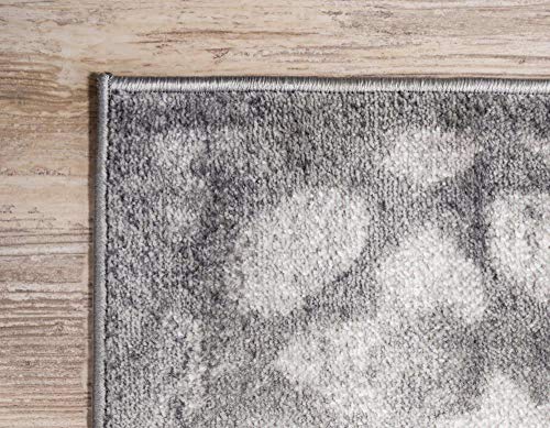 Unique Loom Sofia Collection Area Rug - Larvotto (6' 1" Square, Dark Gray/ Ivory)
