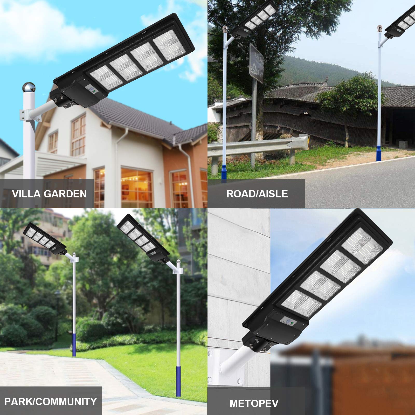 Street Light Solar Panel Street Light with Motion Sensor Outdoor Dusk to Dawn LED Solar Powered Lamp Security with Remote Control Waterproof Radar Sensor for Yard Road Garden Park 60W