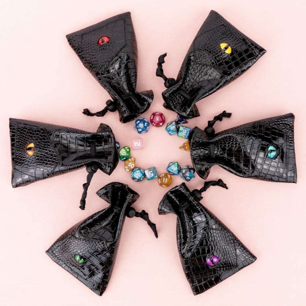 TOYFUL 6 Pack Dice Bags with Eye Design Drawstring Pouch Storage Bag for Game Dices, Coins and Accessories