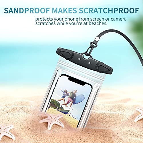 Universal Waterproof Phone Pouch, 4 Pack Waterproof Phone Case Dry Bag with Neck Strap Luminous Ornament for Water Games Protect iPhone 14 13 12 11 SE Pro Max Plus Galaxy S22 S21 Google Note up to 8"