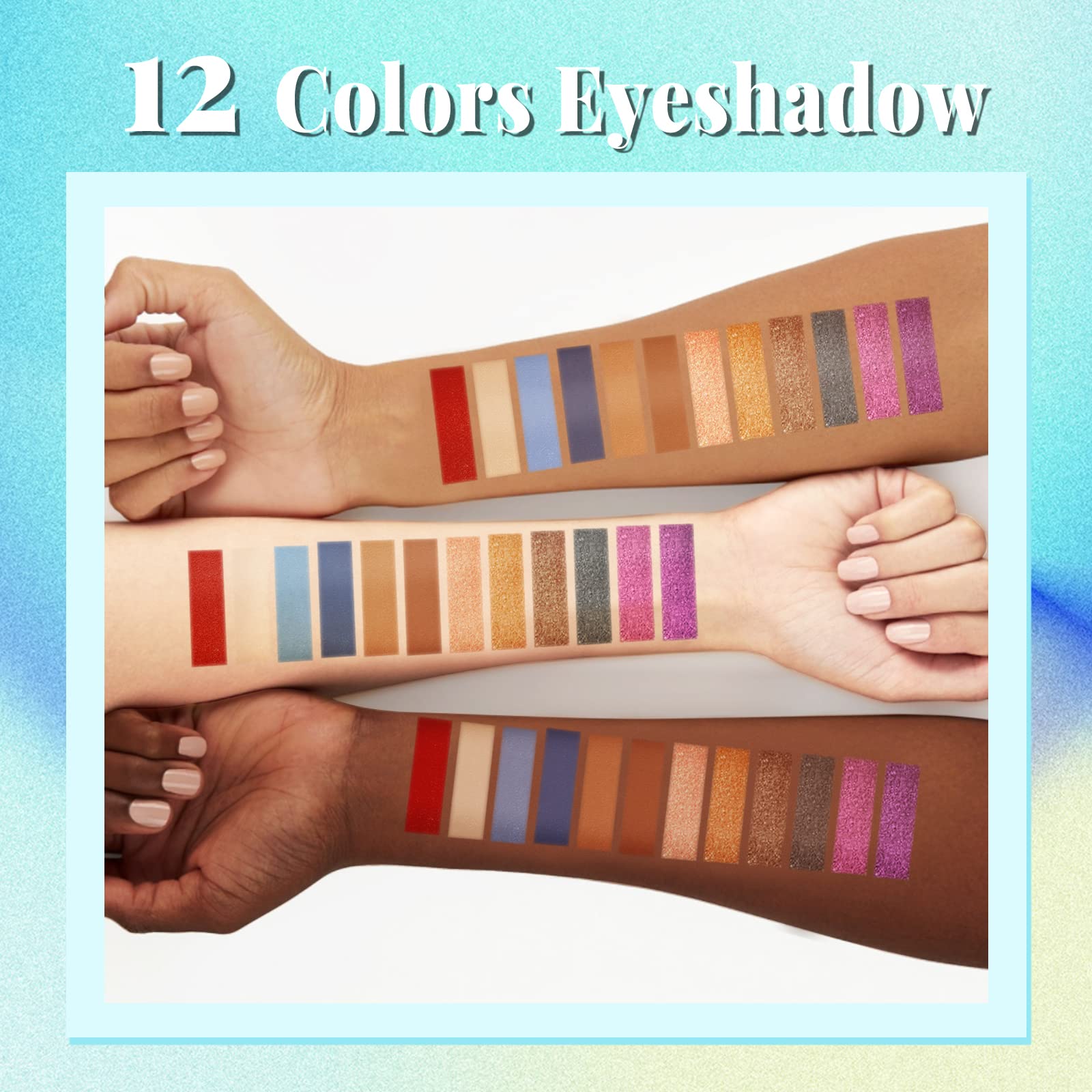Oillase 12 PCS Eyeshadow Stick Sets with Smudge Proof Eyeshadow Primer Base, Waterproof Glitter Eyeshadow Pen with Soft Brush, Cream Eye Shadow Stick Makeup, Shimmer and Matte Eyeshadow Pencil Crayon