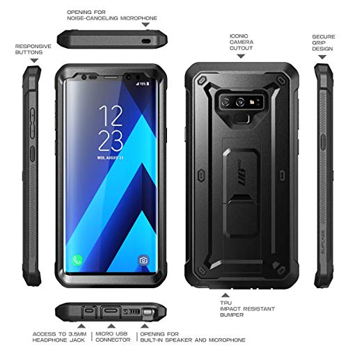 SUPCASE Unicorn Beetle PRO Series Phone Case for Samsung Galaxy Note 9, Full-Body Rugged Holster Case with Built-in Screen Protector for Samsung Galaxy Note 9 2018 (Black)