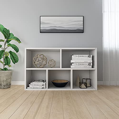 Sideboard with 5 Storage Compartments, Multifunctional Display Stand for Living Room and Office, Chipboard, 19.7" x 9.8" x 31.5"
