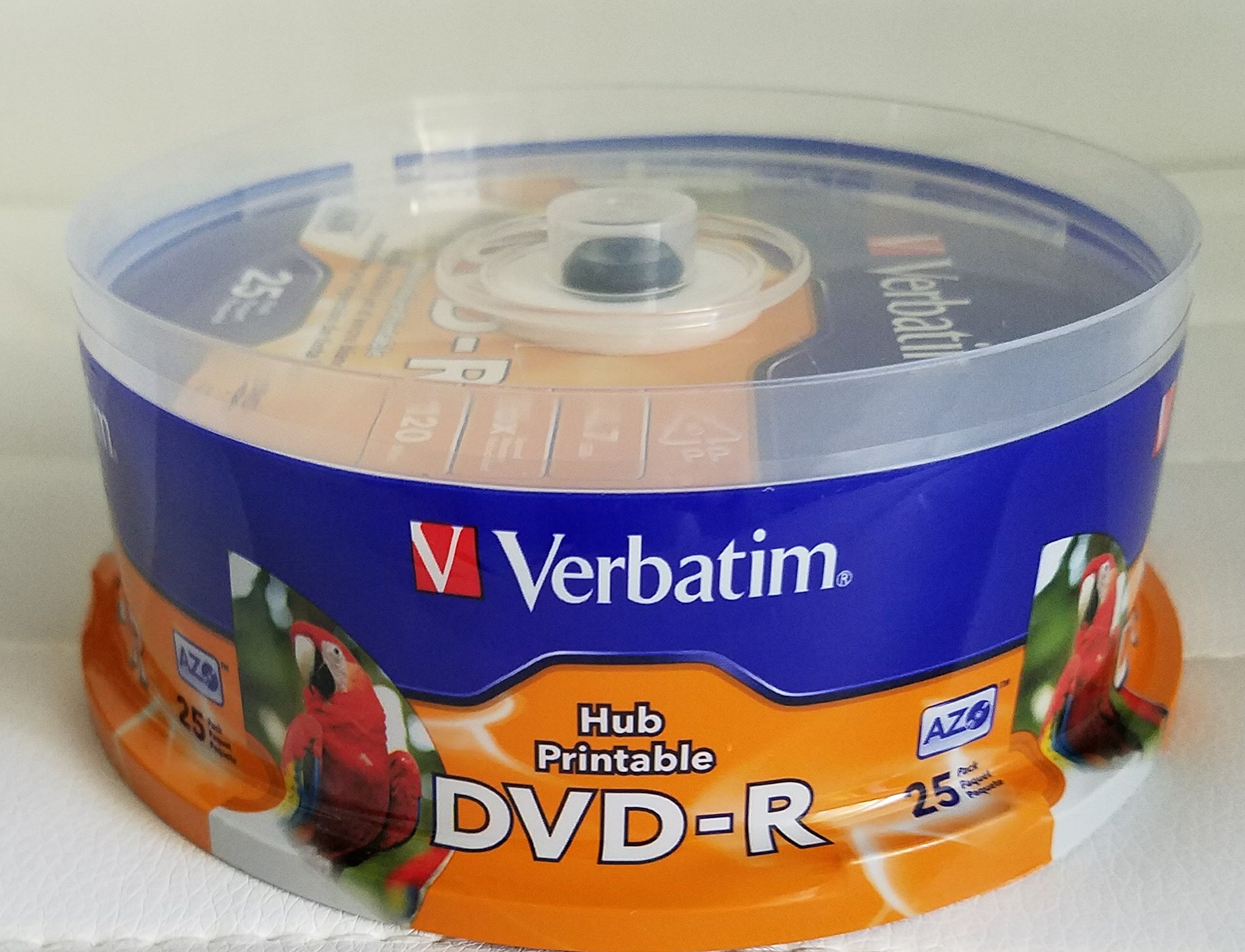Verbatim DVD-R 4.7Gb 16X White Inkjet Hub Printable 25pk Spindle