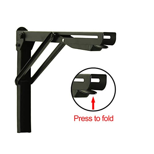 Ultrawall 24 inch Black Sturdy Folding Shelf Brackets, Heavy Duty Adjustable Steel Wall Mounted Collapsible Shelf Bracket, Max Load 550lb