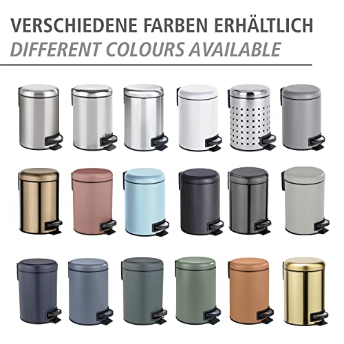 WENKO Basket, 0.79 Gal, Small Trash Can with Lid and Pedal, Garbage Bin for Bathroom with Removable Inner Bucket, Stainless Steel, Easy Close, 9.84 x 8.86 x 6.69, Silver