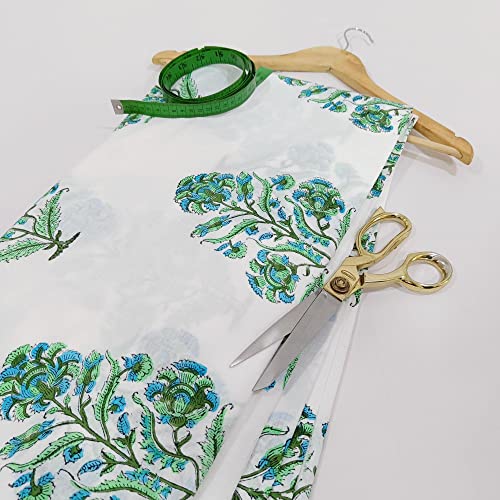 Trade Star 3 Yard Hand Block Print Fabric 100% Cotton Fabric for Sewing Crafting Dressmaking Running Natural Dye Sanganeri Indian Bird Print Fabric by The Yard Width 44 Inches(Pattern 4)