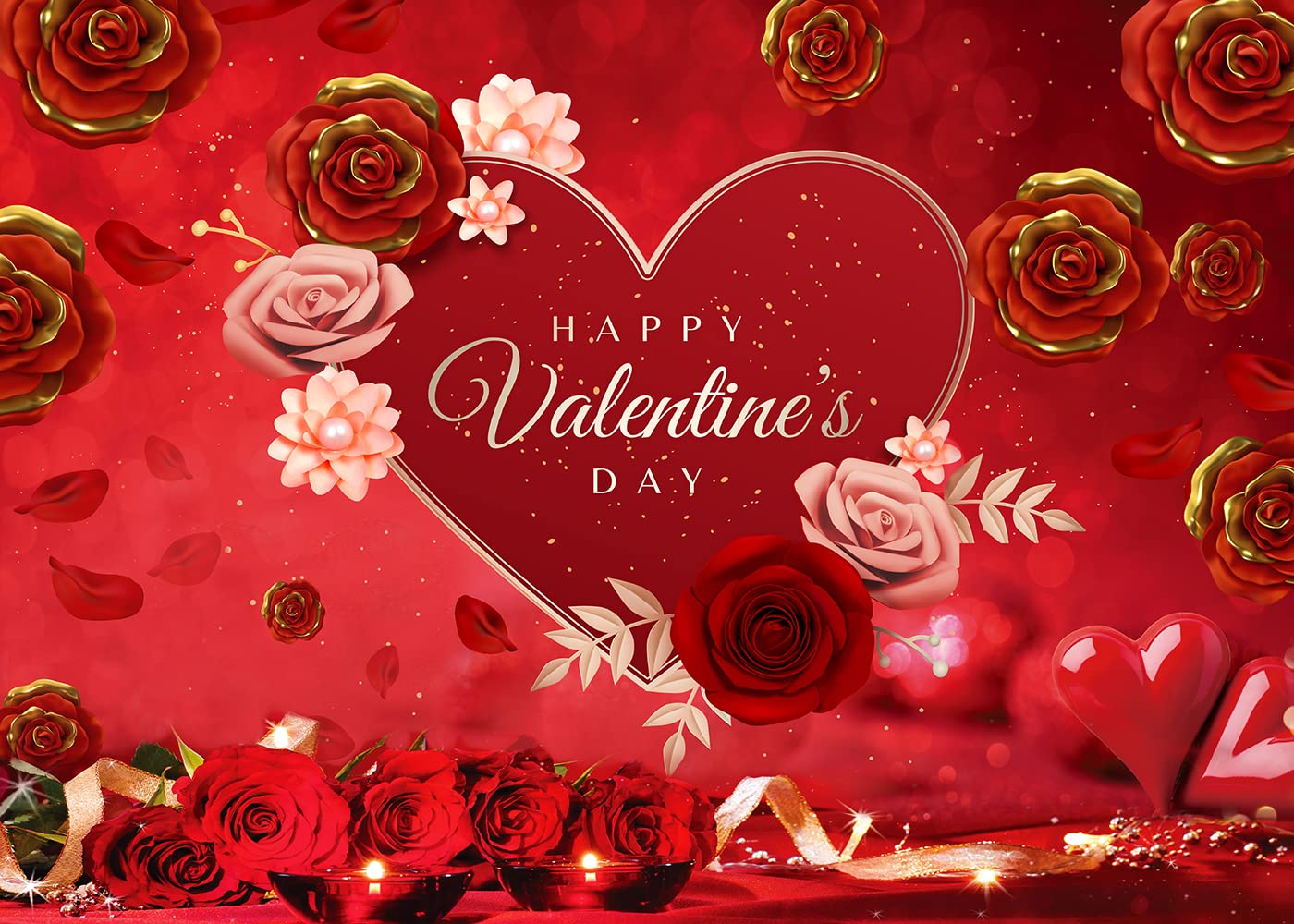 CYLYH 7x5ft Valentine's Day Backdrop Beautiful Blossom Love Heart Valentine's Day Party Bridal Shower Wedding Anniversary Decoration Valentine's Day Banner D556