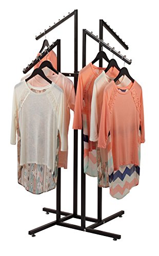 SSWBasics 4 Way Clothing Rack with Slanted Arms - Black