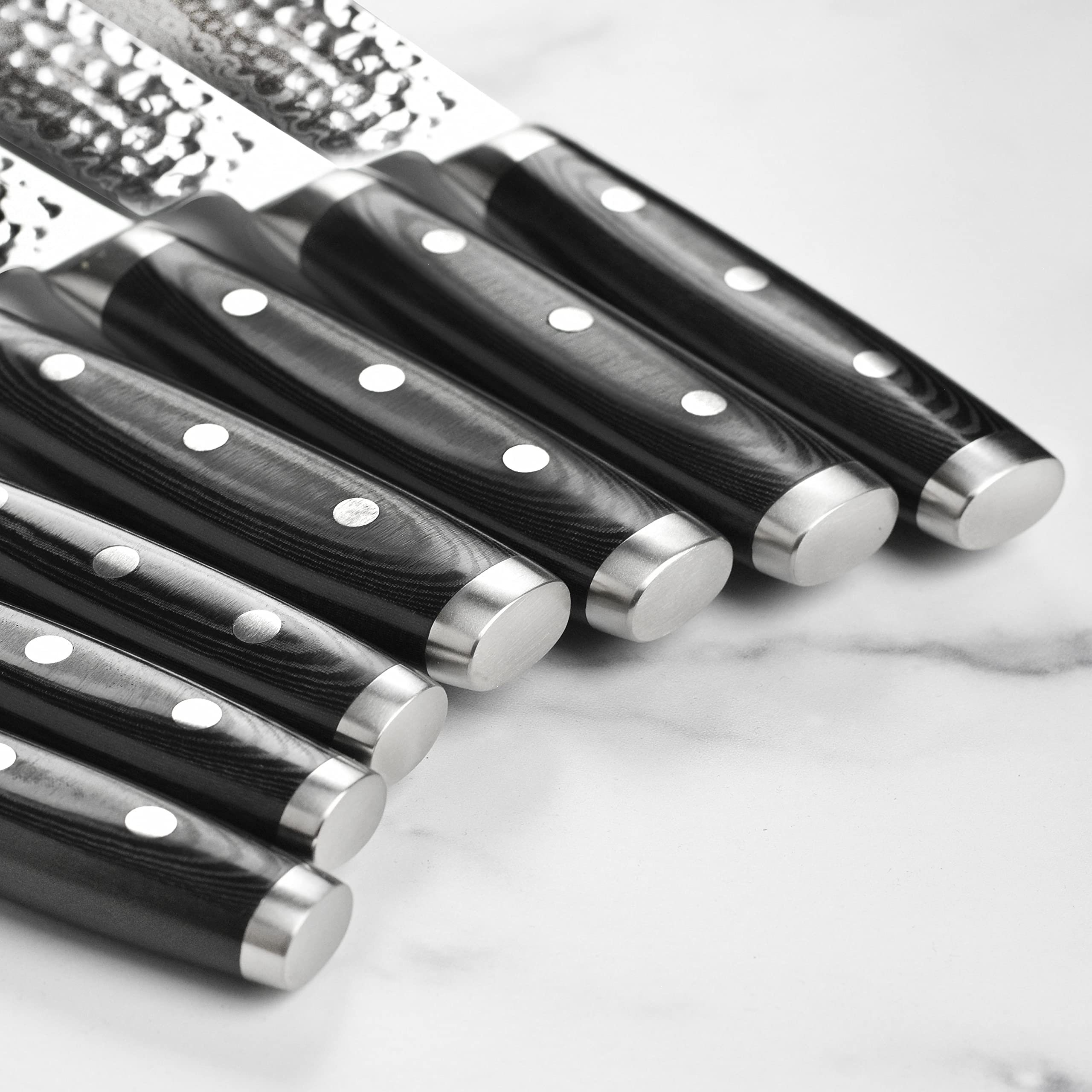 Enso Knife Set - Made in Japan - HD Series - VG10 Hammered Damascus Japanese Stainless Steel with Acacia Knife Block - 25 Piece