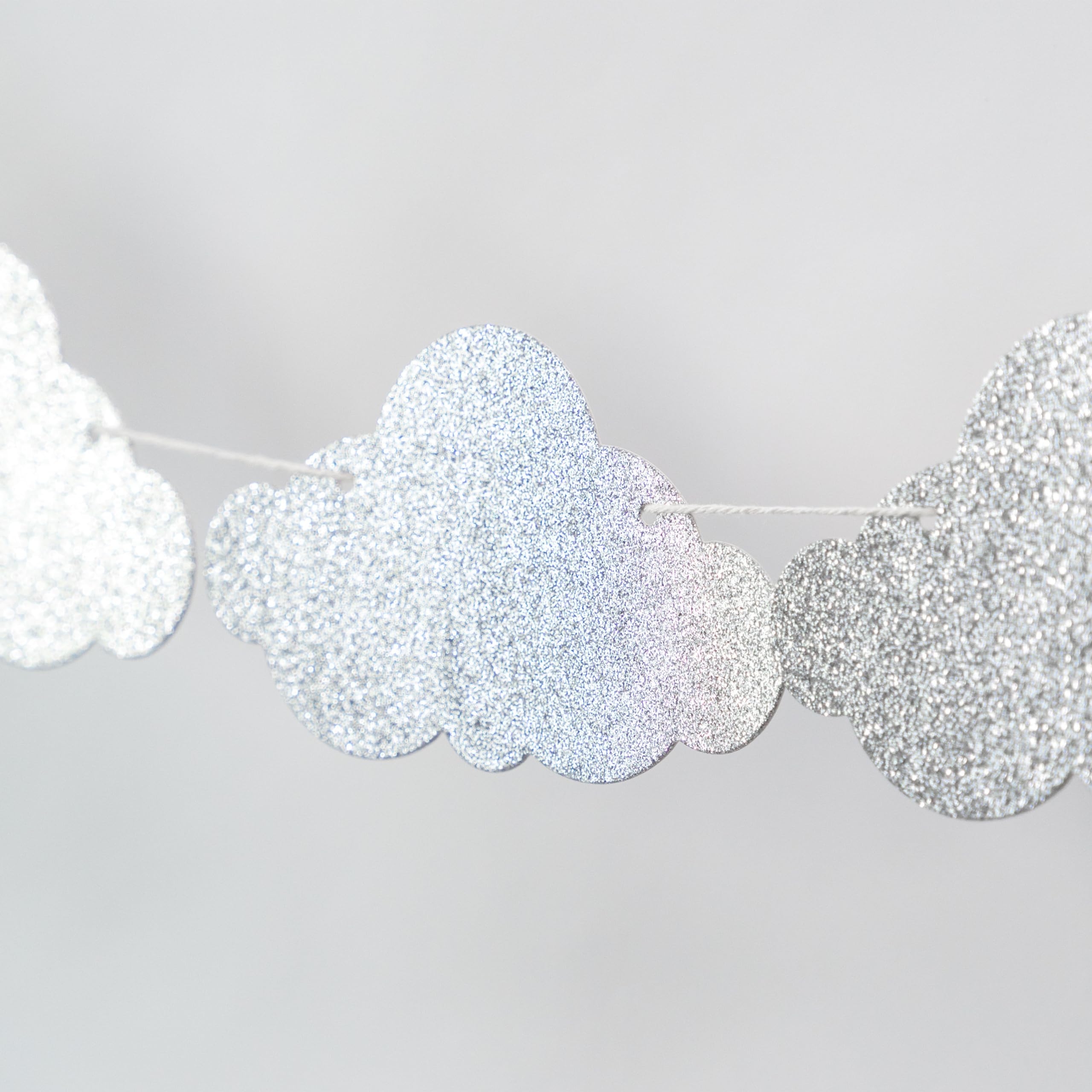 LINZYING Silver Shiny Cloud Banner - Engagement Bride Wedding Decoration,On Cloud Banner,On Cloud Nine Banner,On Cloud 9 Birthday Banner,On Cloud Birthday Banner for Girls (Cloud Banner)