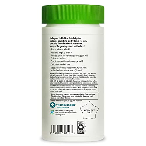Rainbow Light Multivitamins for Kids, Vitamin B, Zinc & Iron, Prebiotics, Nutri Stars Provides Brain & Nervous System Support, Pineapple Orange, 120 Chewable Tablets