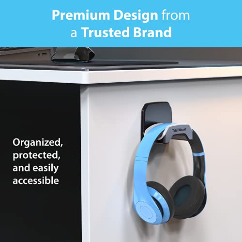 TotalMount Gaming Headset Hangers β Include Removable Adhesive Strips for Easy, Damage-Free Wall, Desk, or PC Mounting (Black Headphone Hooks with Premium Silicone Cradles β Two Pack)