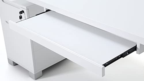 Zuri Furniture 79" Modern Ford Executive Desk with Filing Cabinets - White