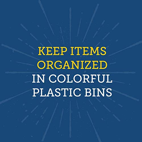 Really Good Stuff Large Plastic Book Organizer Bins, Dividers, Built-in Label Holder, 13.5β by 13.5β by 7.75β (Set of 4, Primary Colors) - For Picture Books, Large Reference Books in Classroom or Home