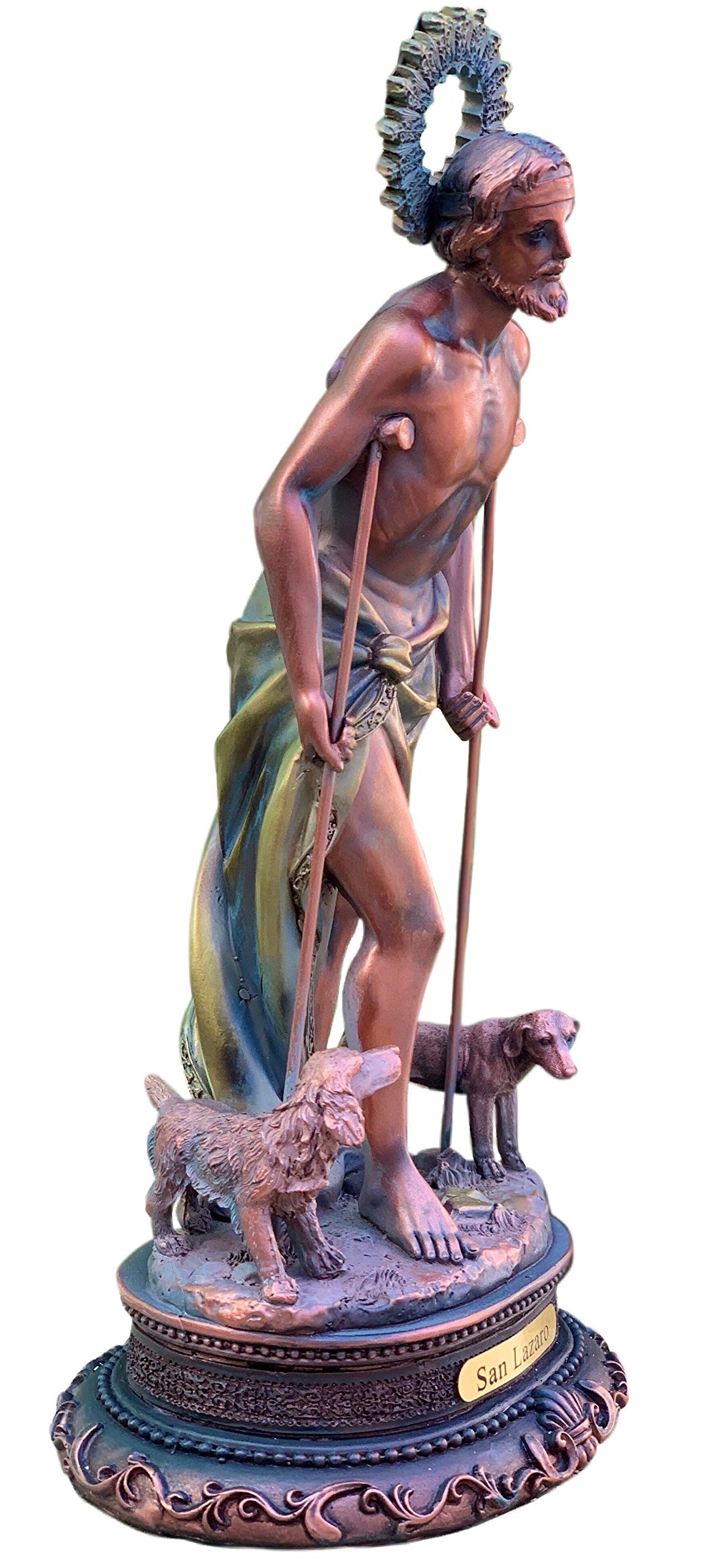 San Lazaro Statue 13" Inch Saint Lazarus Saint Religious Figure Copper Color