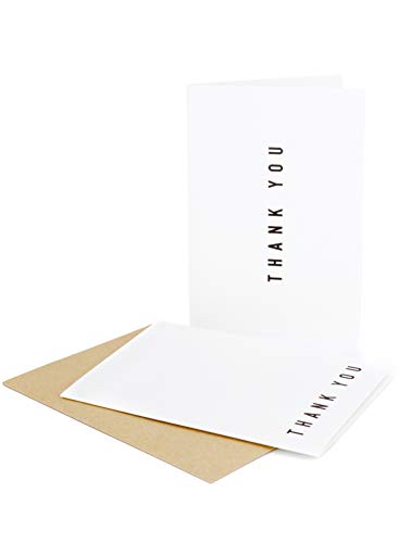 Verbaa 100 Premium Paper Thank You Cards With Self-Seal Envelopes - 2 Designs of Elegant Modern Thank You Cards For Any Occasion - Wedding, Engagement, Funeral, Graduation, Business (100-pack)