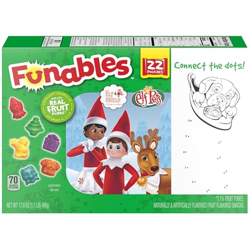 Funables Elf on the Shelf Holiday Fruit Snacks, 22ct Box - Perfect for Stocking Stuffers, Holiday Treats, and Lunchbox Favorites