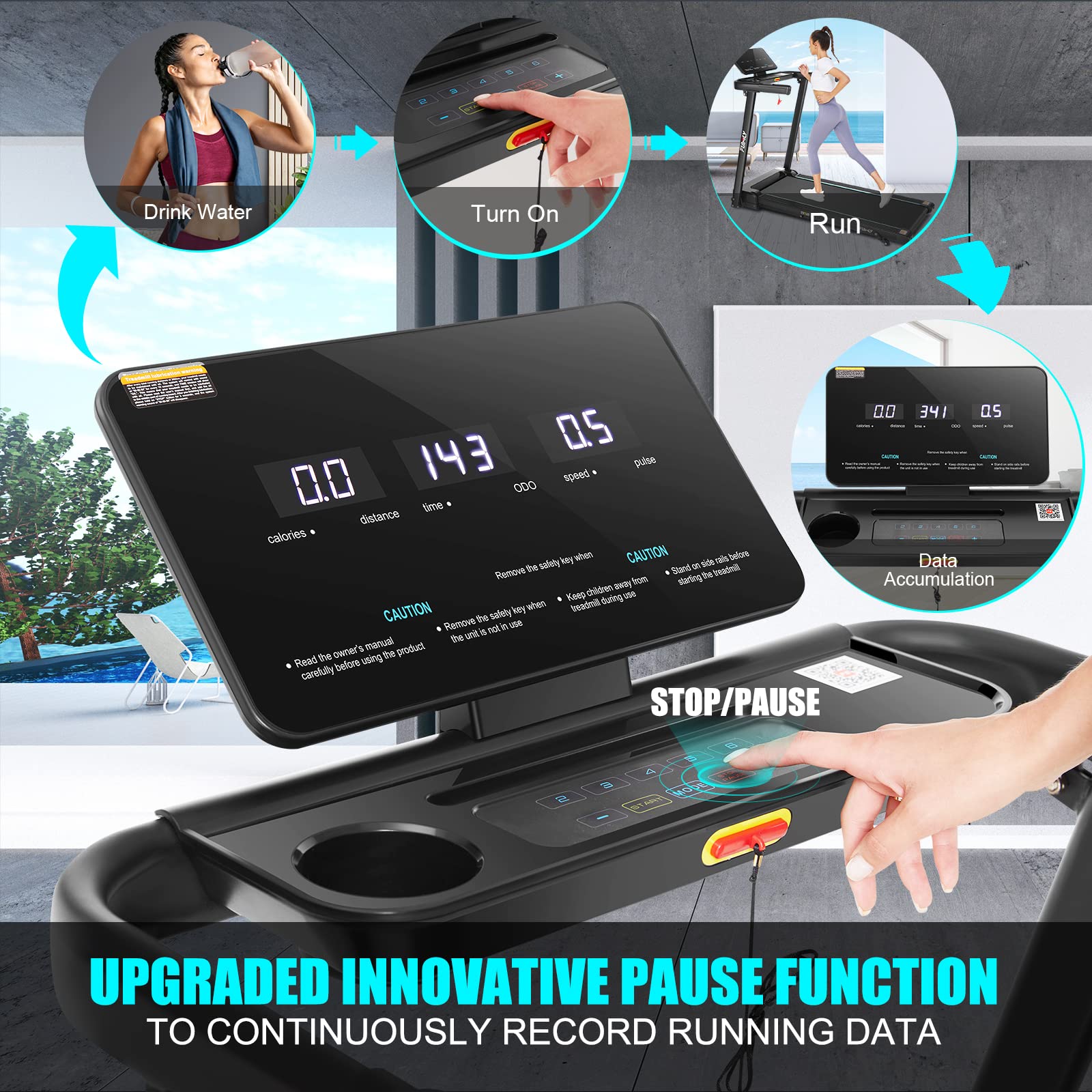 fannay Treadmills for Home,Under Desk Folding Treadmill,2-in-1 Running,Walking & Jogging Portable Running Machine with Bluetooth Speaker & Remote Control,5 Modes & 12 Programs,No Assembly Required