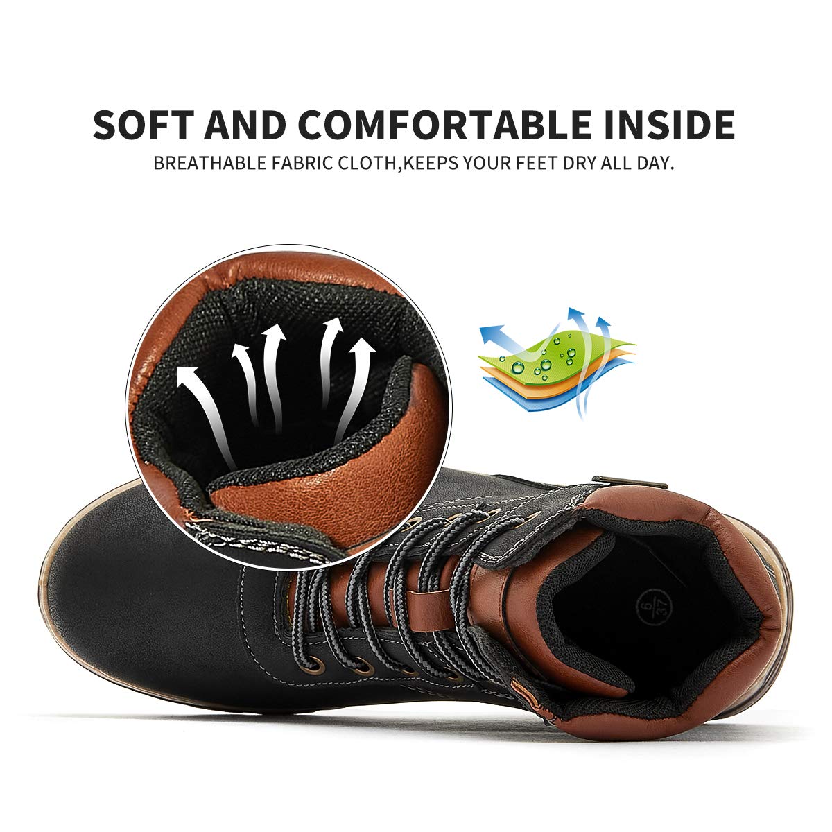 hash bubbie Women Mid Hiking Boots Outdoor Non Slip Water Resistant Backpacking Trekking Walking Trails(Grey Black.US10)