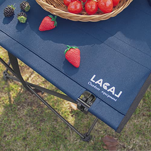 G2 GO2GETHER Lightweight Camping Folding Table, Durable Aluminum Frame, Oxford Cloth Tabletop, Compact Storage Size, with Unti-slip Foot Cover, Side Pocket and Carrying Bag (Navy)