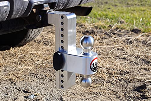 Weigh Safe Adjustable Trailer Hitch Ball Mount - 6" Adjustable Drop Hitch for 2" Receiver - Premium Heavy Duty Aluminum Trailer Tow Hitch w/ Stainless Steel Tow Balls (2" & 2 5/16") - 12,500 lbs GTW